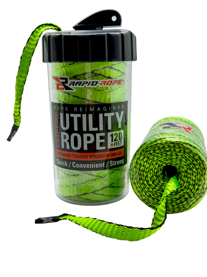 Neon Green Utility Rope in a Large Rapid Rope Canister - Rapid Rope