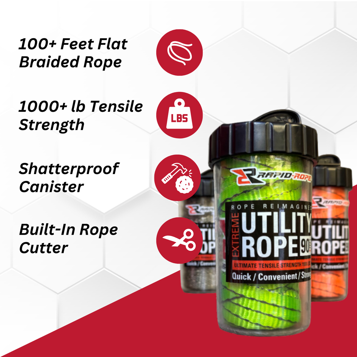 Neon Green Utility Rope in a Large Rapid Rope Canister - Rapid Rope