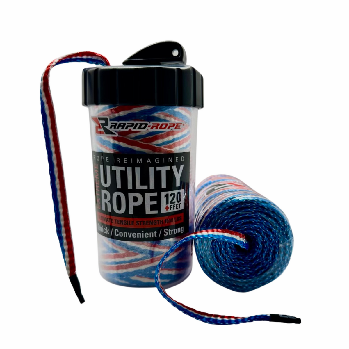 Patriot Utility Rope in a Large CLEAR Rapid Rope Canister - Rapid Rope