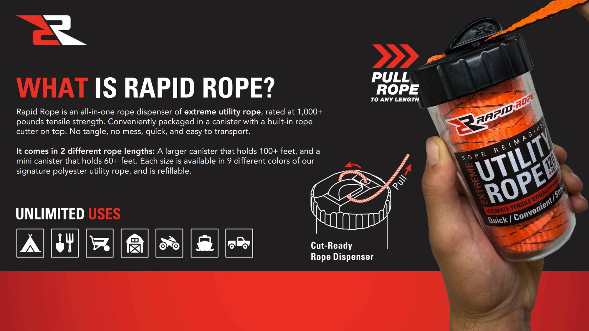 About Rapid Rope Utility Rope in a Can - Rapid Rope
